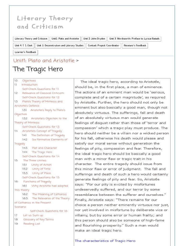 The Tragic Hero - Literary Theory and Criticism | PDF | Tragedy | Science