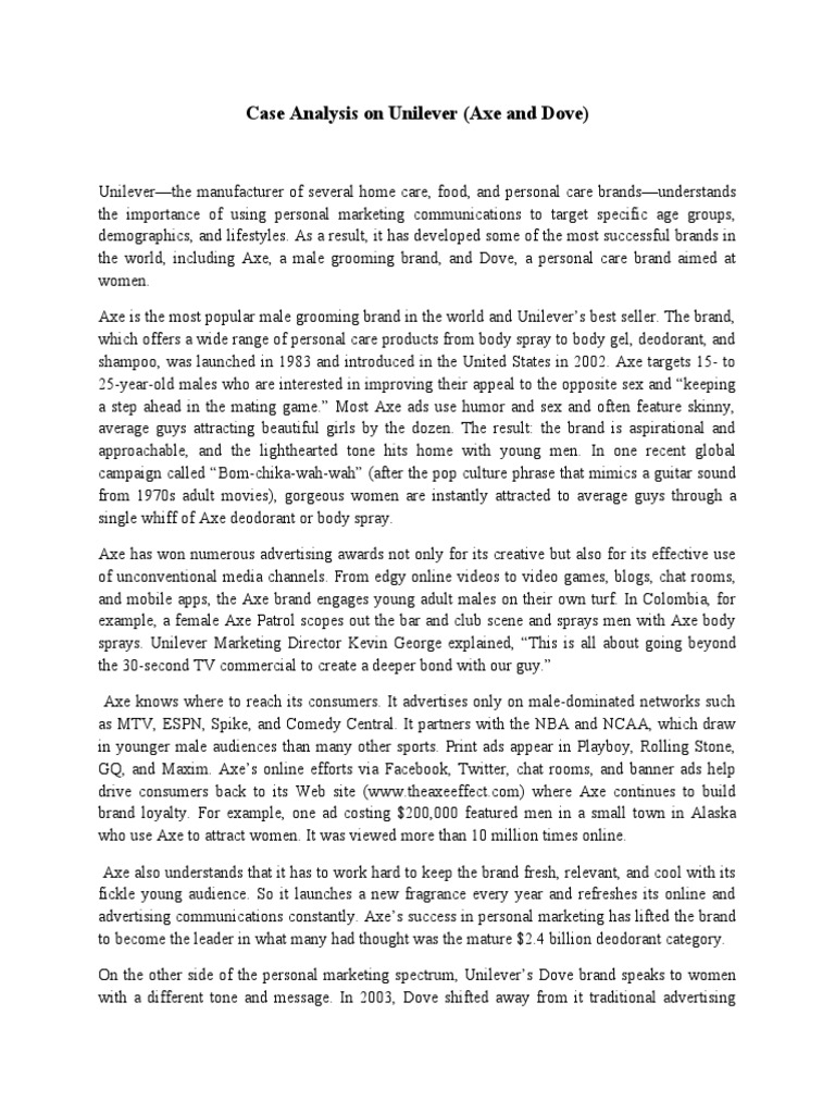 Case Analysis On Unilever | PDF | Advertising | Unilever