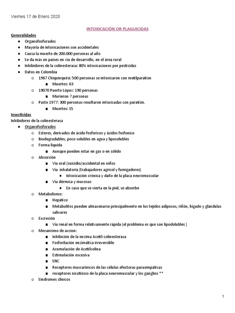 1.6 Intoxicacion Por Plaguicidas | PDF | Especialidades Medicas | Química 1.6 Intoxicacion Por Plaguicidas | PDF | Especialidades Medicas | Química