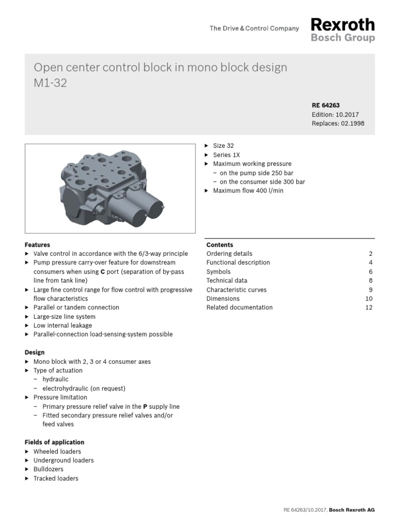 Open Center Control Block in Mono Block Design | PDF | Valve | Actuator