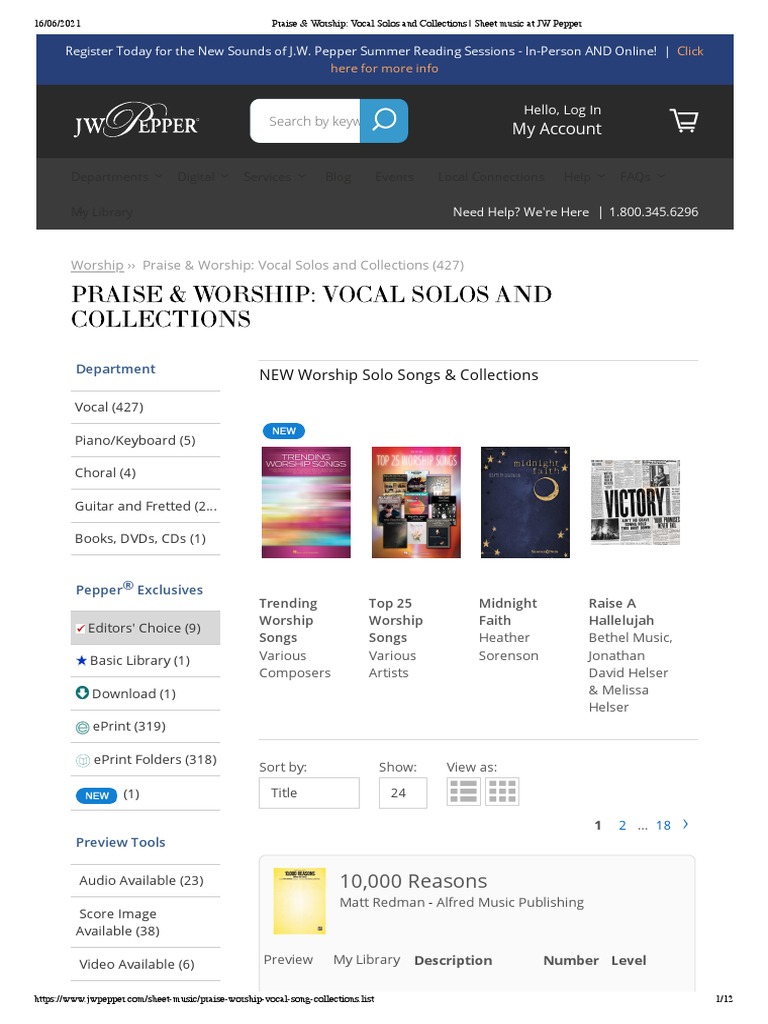 Praise & Worship - Vocal Solos and Collections - Sheet Music at JW ...