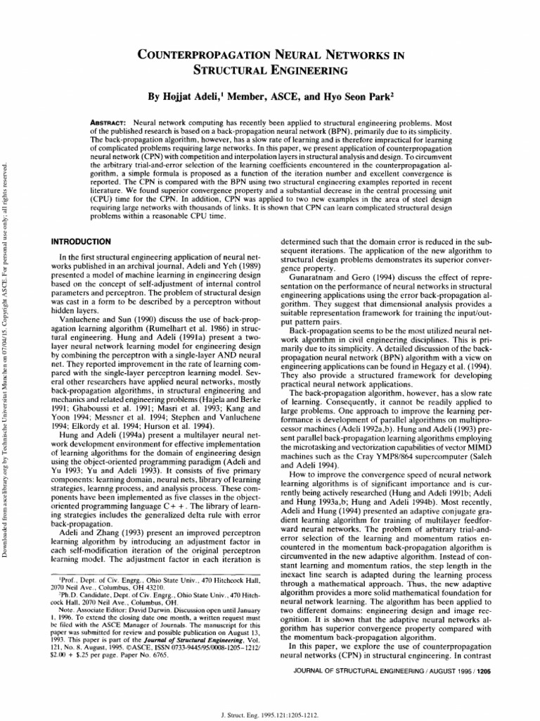 COUNTER PROPAGATION NEURAL NETWORKS IN STRUCTURAL ENGINEERING Adeli1995 ...
