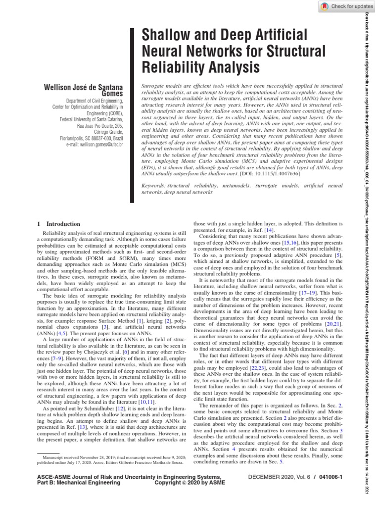 Shallow And Deep Artificial Neural Networks For Structural Reliability 4408