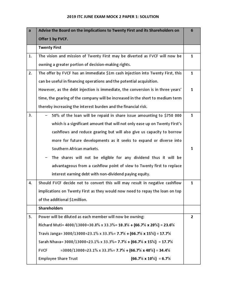 2019 ITC June Exam Mock 2 Paper 1 - Solution | PDF | Interest | Dividend