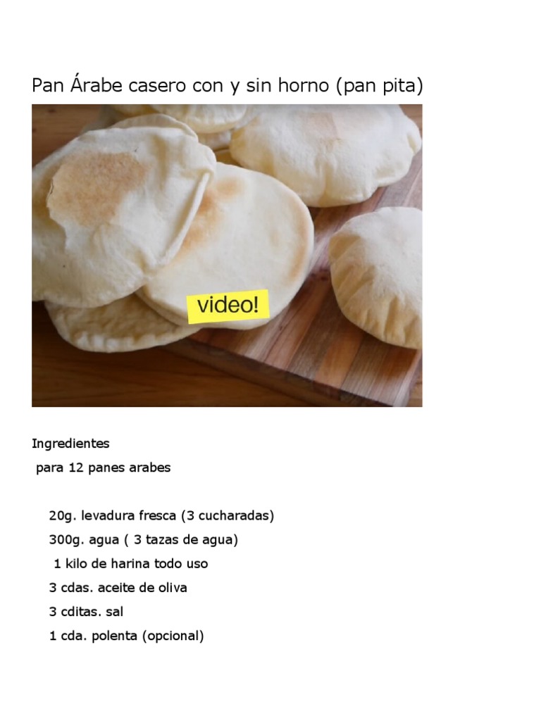 Receta de Pan Árabe Casero Fácil | PDF | Panes | Preparación de comida ...