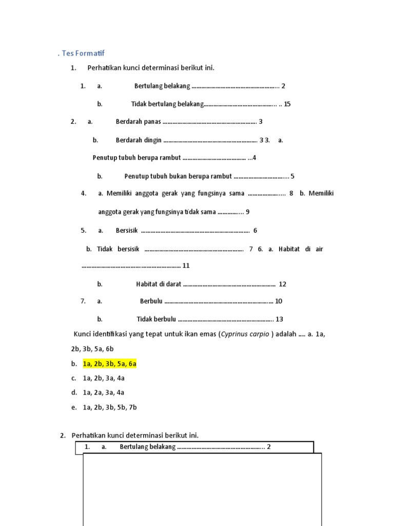 Tes Formatif KB 2 | PDF