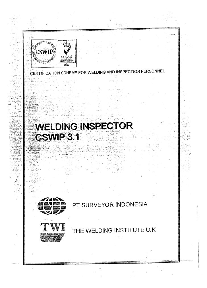 TWI CSWIP 3.1 Welding Inspector | Welding | Construction TWI CSWIP 3.1 Welding Inspector | Welding | Construction