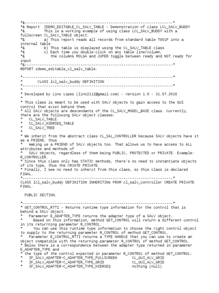 CL - Salv - Table Edit Example | PDF | Class (Computer Programming) | Parameter (Computer ...