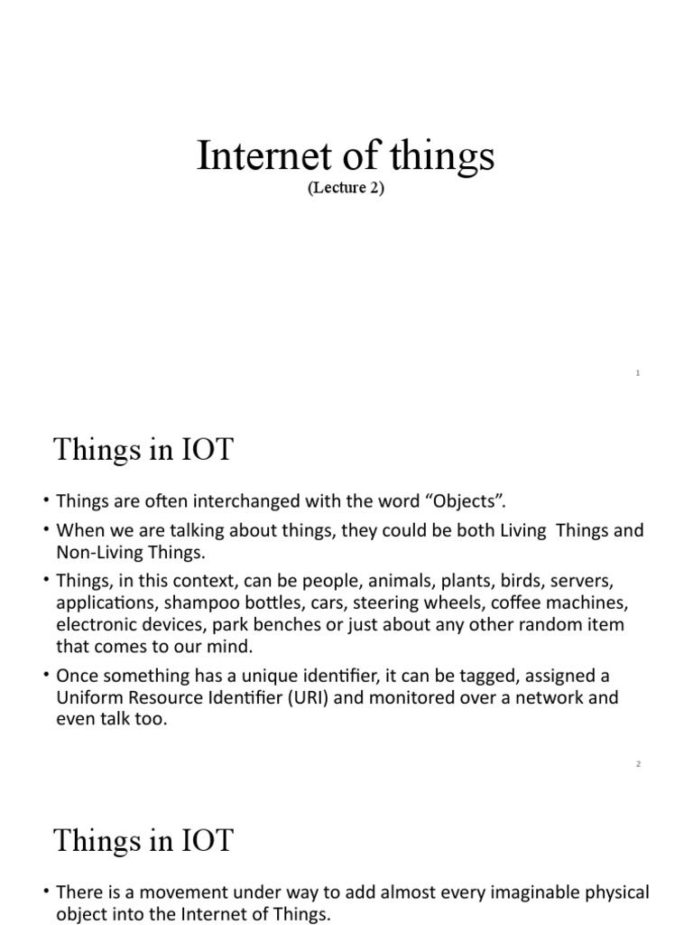 Internet of Things: (Lecture 2) | PDF | Internet Of Things | Gateway ...