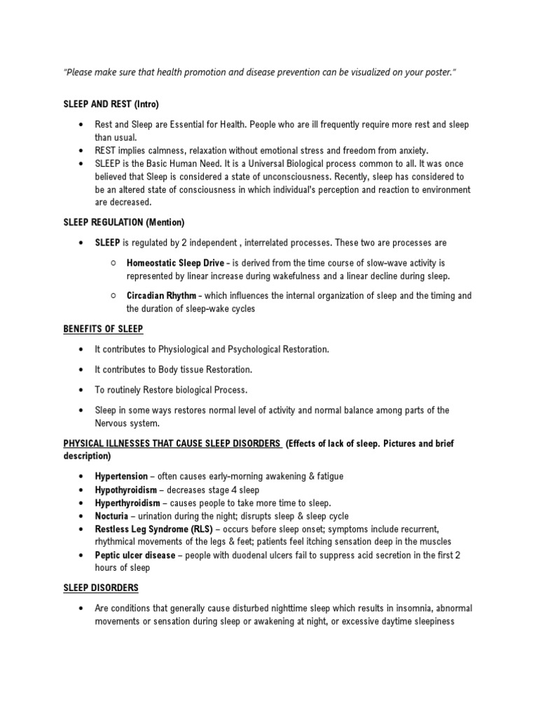Rest and Sleep Outline | PDF | Insomnia | Sleep