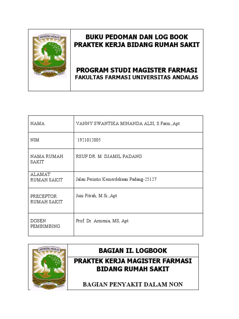 BUKU LOG BOOK Bangsal INTERNE Non Infeksi (Vanny Swantika Minanda ...