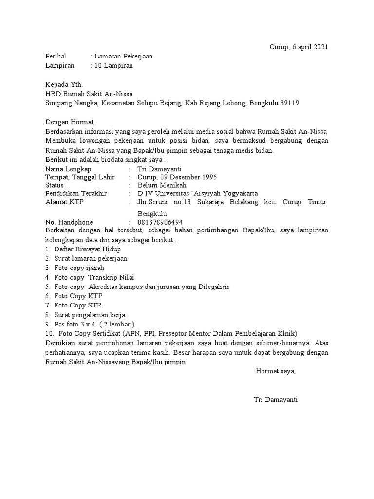 SURAT LAMARAN-annisa | PDF