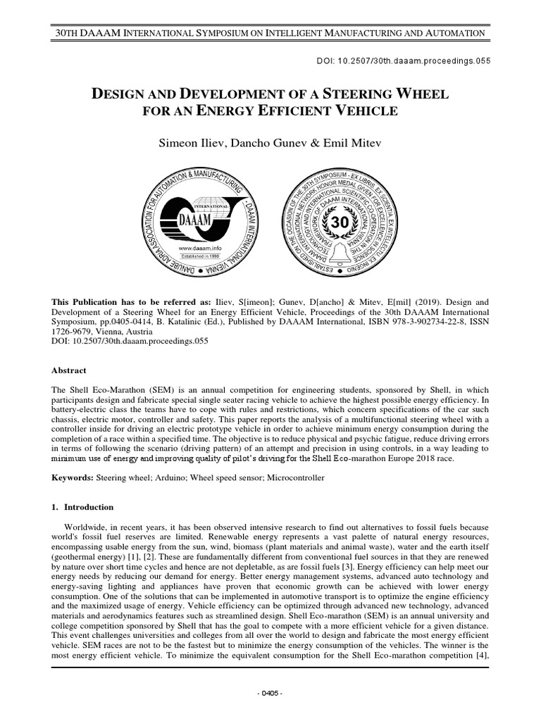 Design and Development of A Steering Wheel For An | PDF | Efficient ...