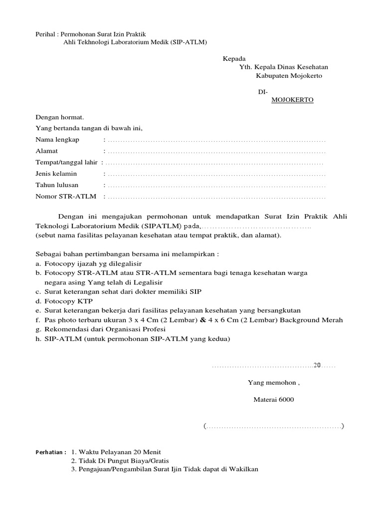 Formulir SIP-ATLM | PDF