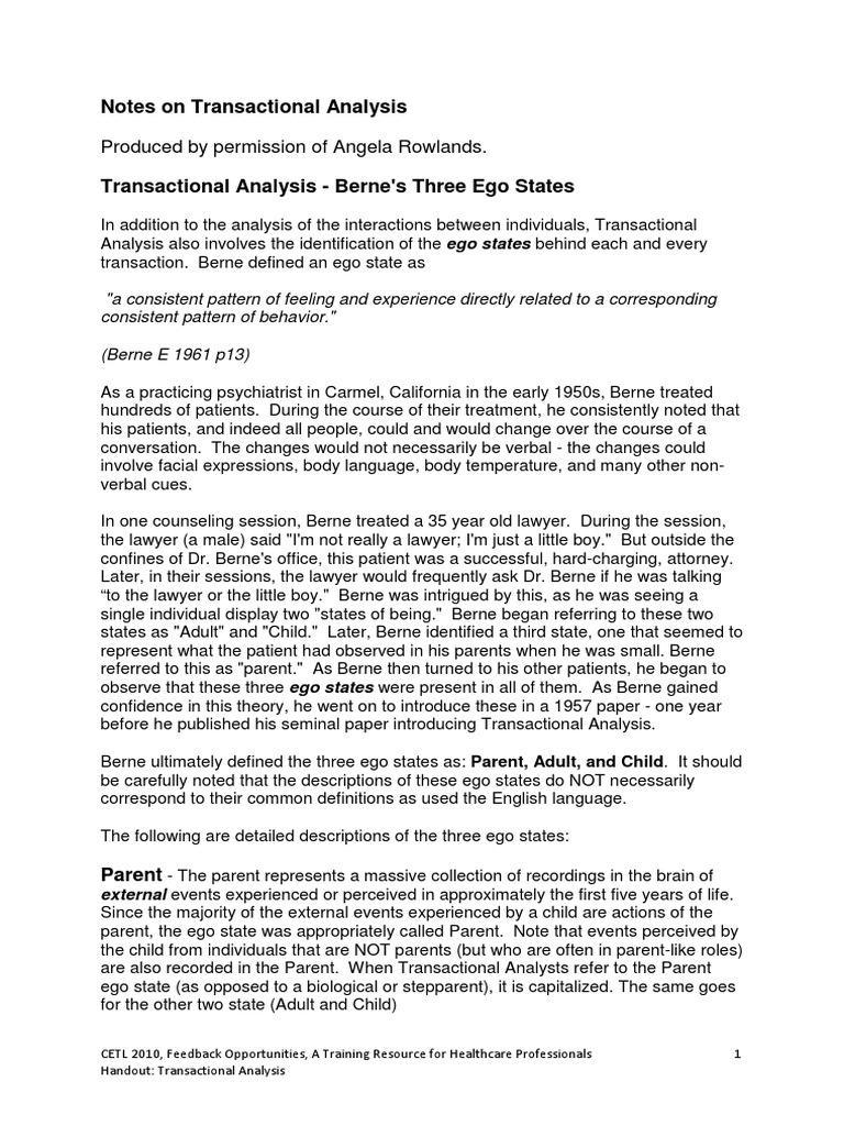 Transactional Analysis | PDF | Cognitive Science | Behavioural Sciences