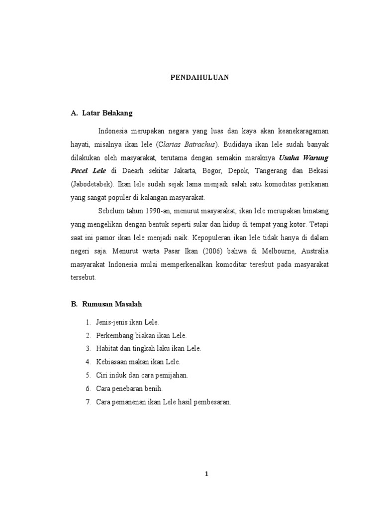 Makalah Budidaya Ikan Lele | PDF