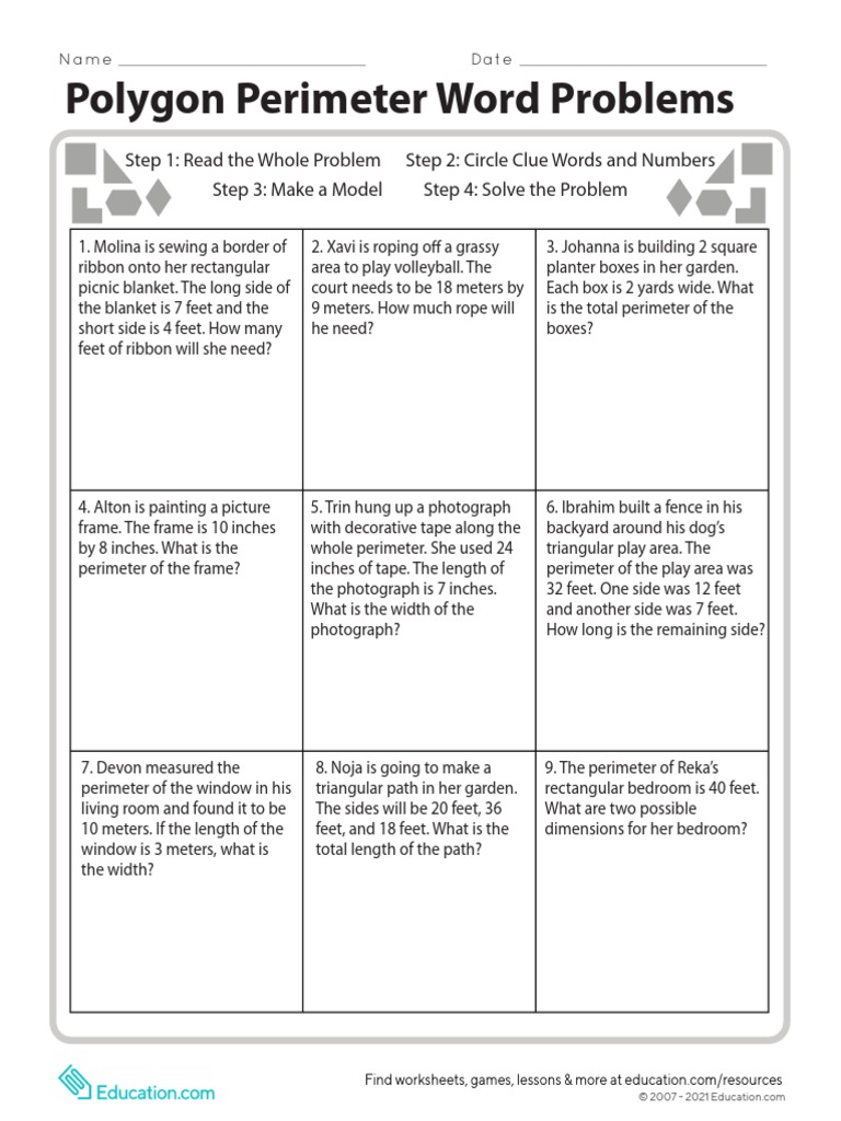 Polygon Perimeter Word Problems | PDF
