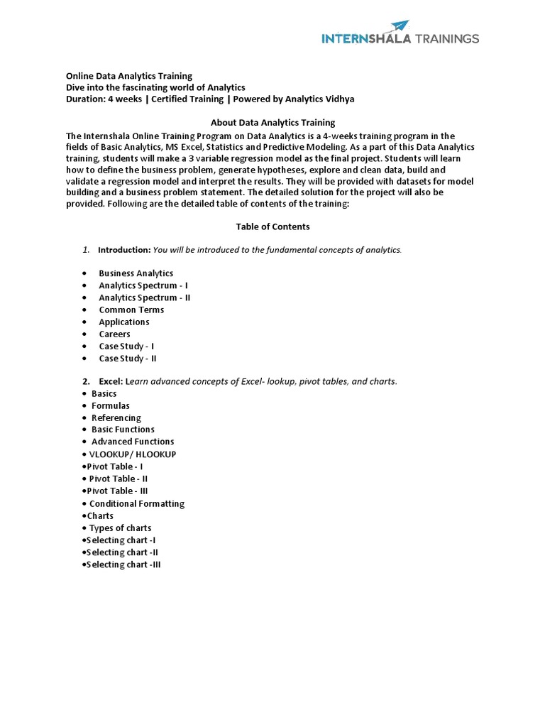 Data-Analytics ToC | PDF | Analytics | Data Analysis