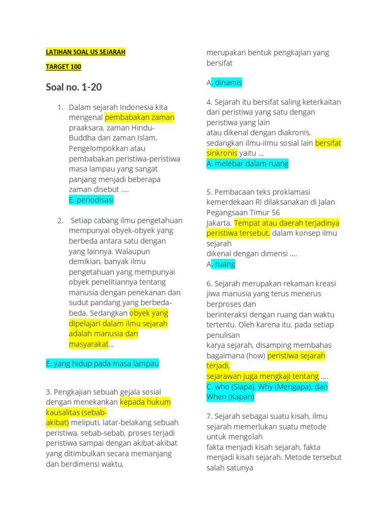 Us Sejarah Latsol | PDF | Ilmu Sosial | Sejarah