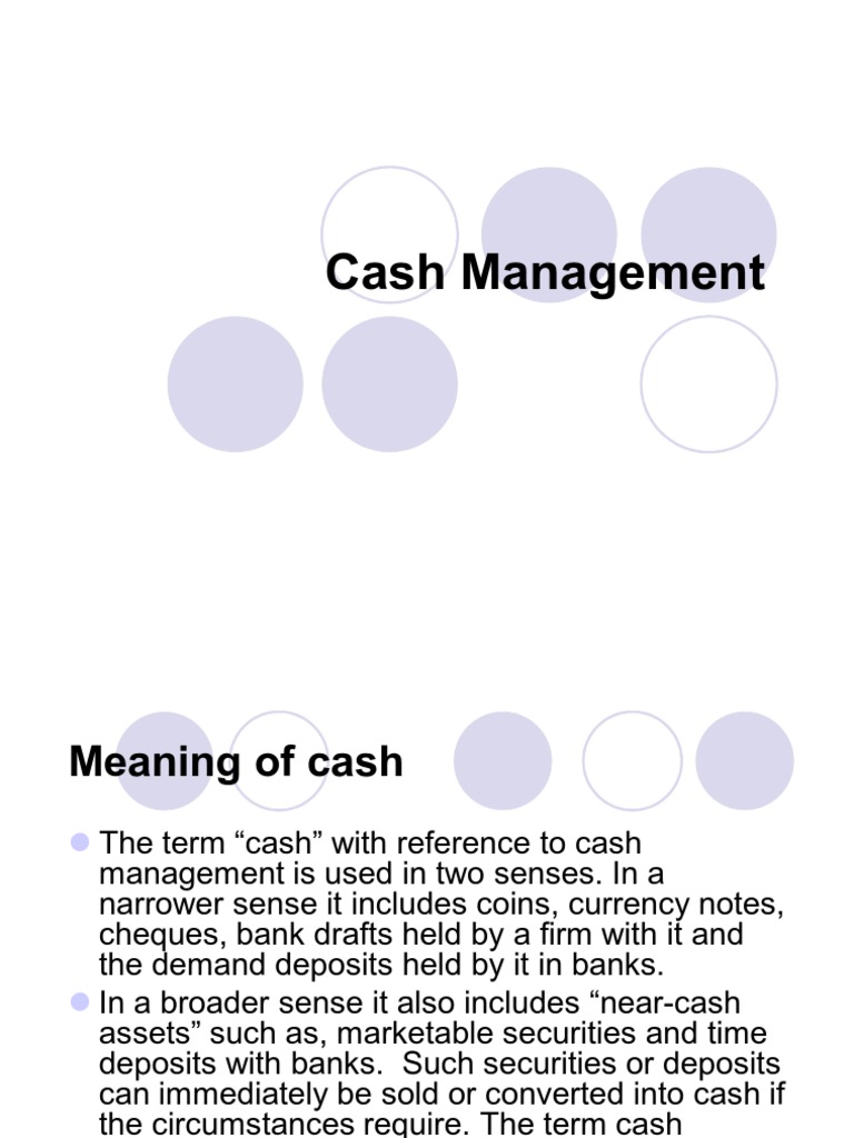 The Concept of Cash Management | PDF | Payments | Deposit Account