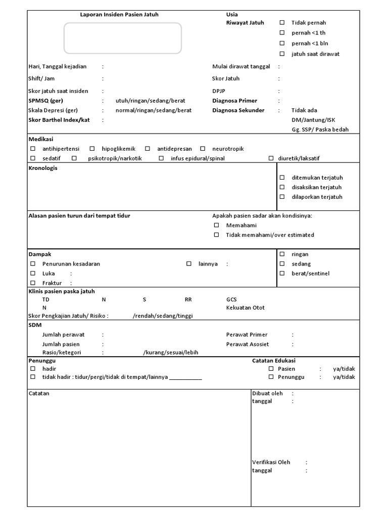 Form Laporan Insiden Jatuh | PDF