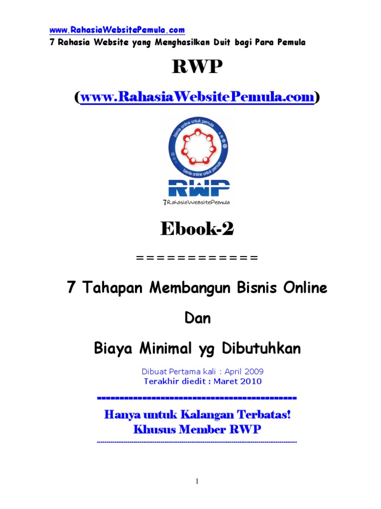 Ebook2 7tahapan Membangun Bisnis Online Diedit1x | PDF