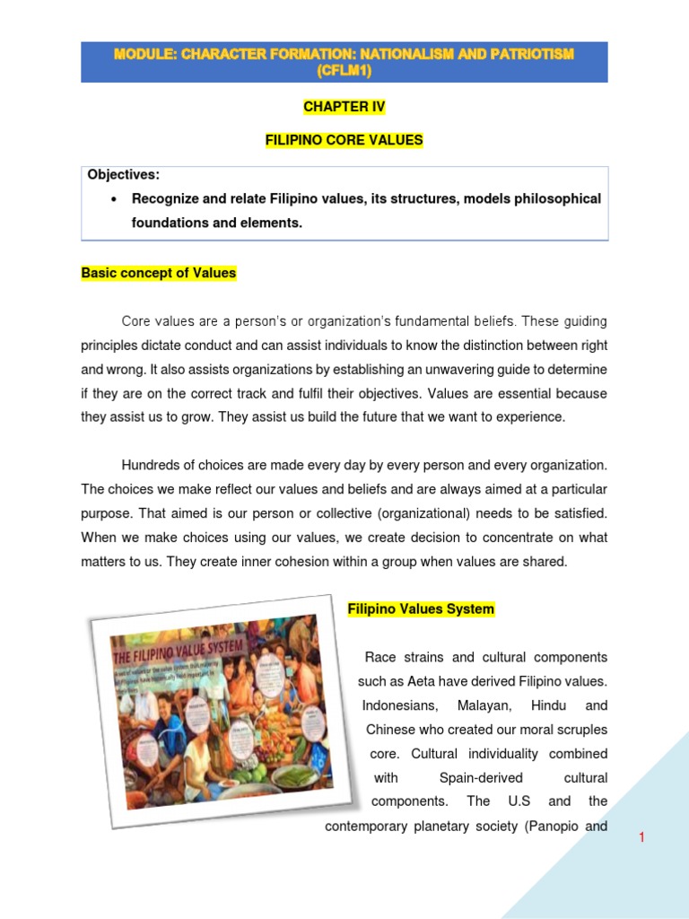 Filipino Core Values Explained | PDF | Value (Ethics) | Psychological ...