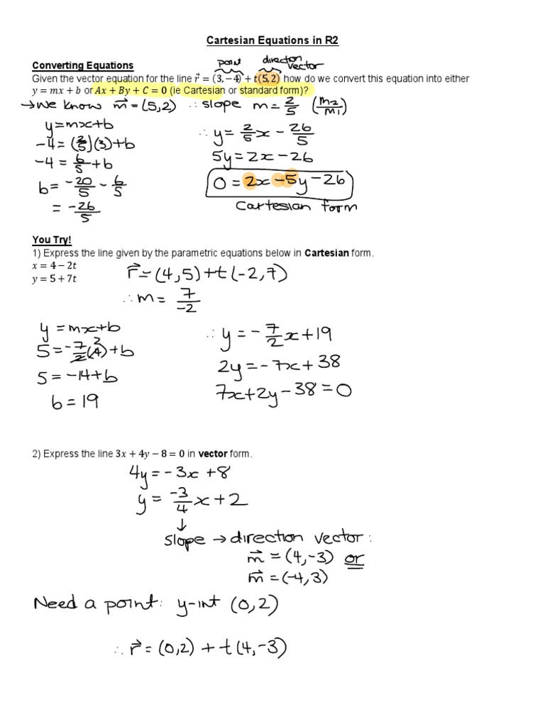 Cartesian Line Equations Guide | PDF