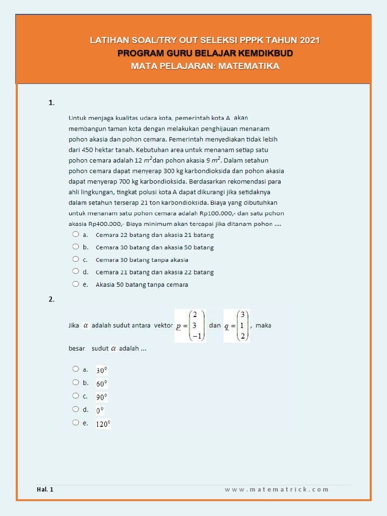 Soal Tryout PPPK Matematika | PDF