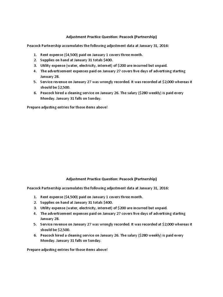 Peacock Questions-Adjustment Entries | PDF | Finance & Money Management ...