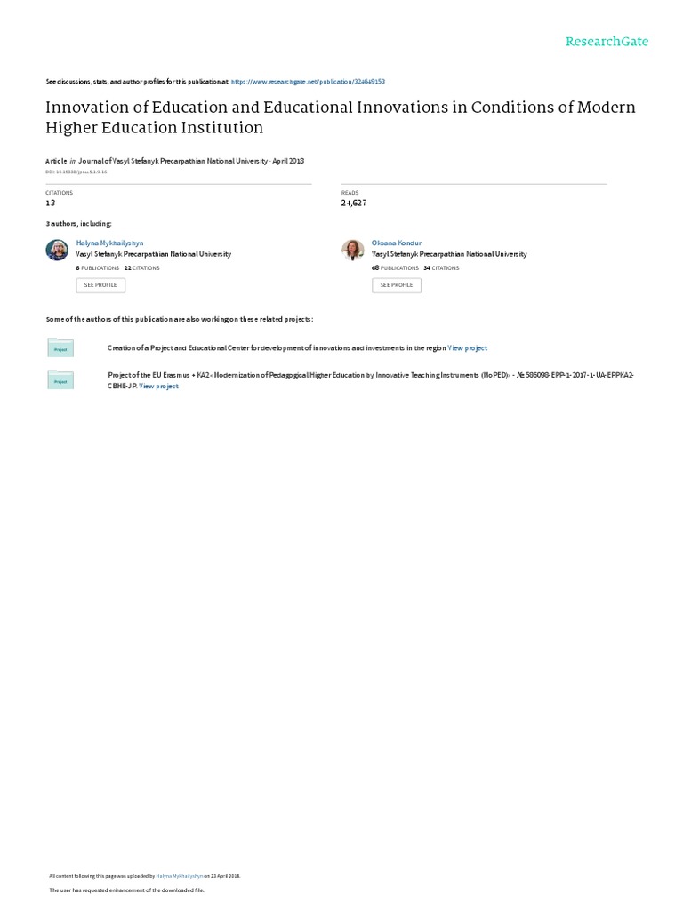 Innovation of Education and Educational Innovation | PDF | Innovation ...