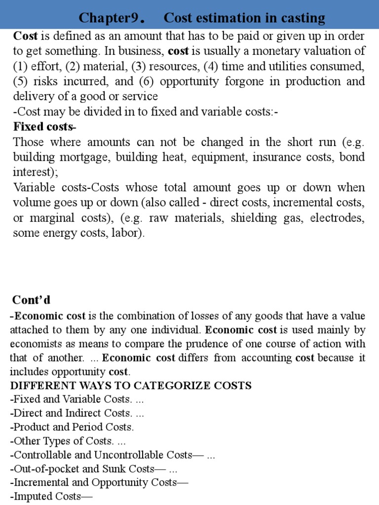Cost Estimation Casting | PDF | Cost | Cost Accounting