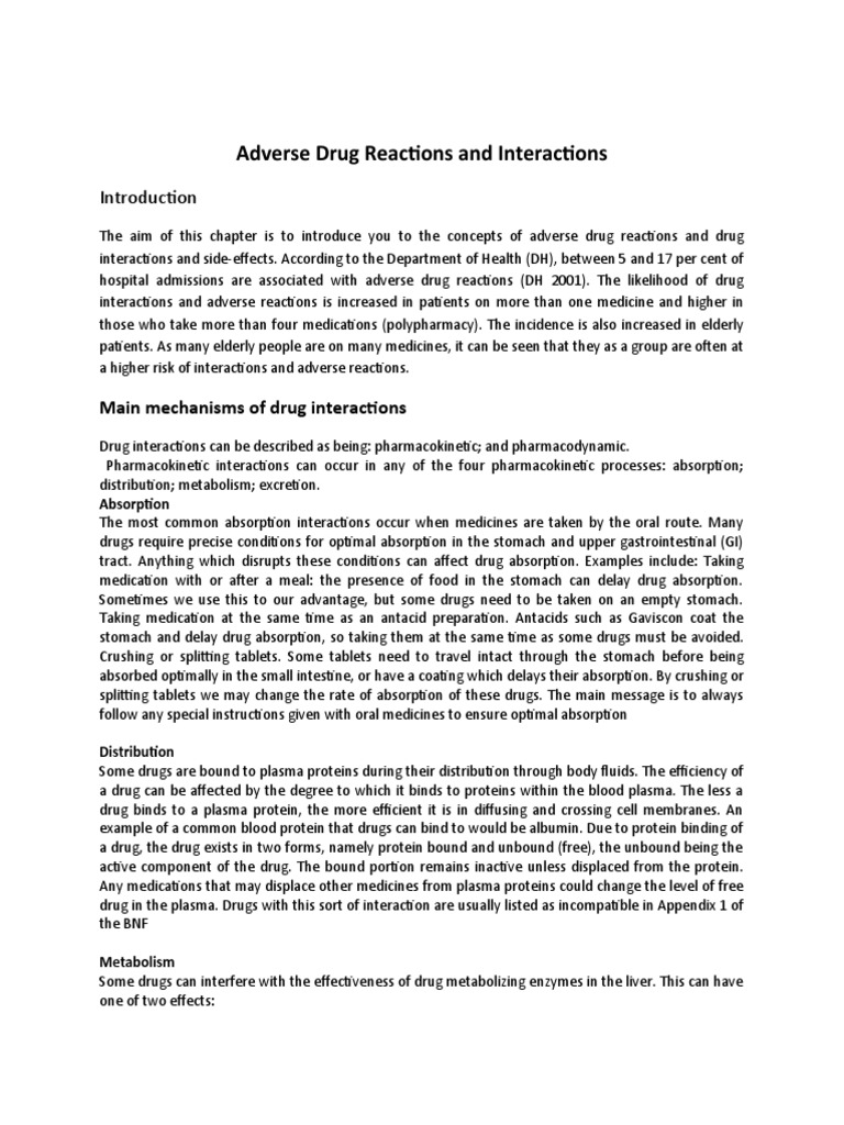 Adverse Drug Reactions and Interactions | PDF | Pharmacovigilance ...
