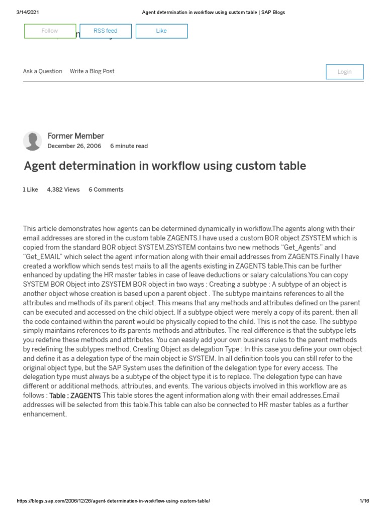 Agent Determination in Workflow Using Custom Table - SAP Blogs | PDF | Object Oriented ...