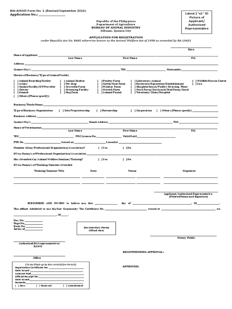 BAI-AHWD Form No. 1 Final | PDF | Animal Rights | Animals And Humans