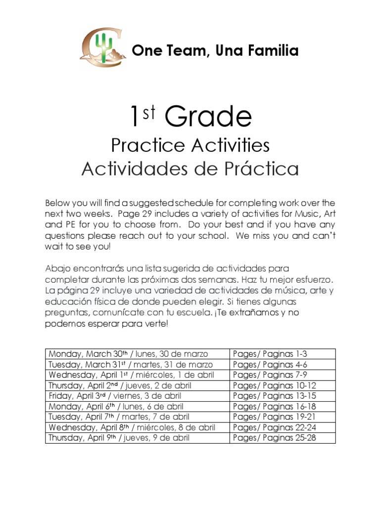 1st Grade Packet | PDF