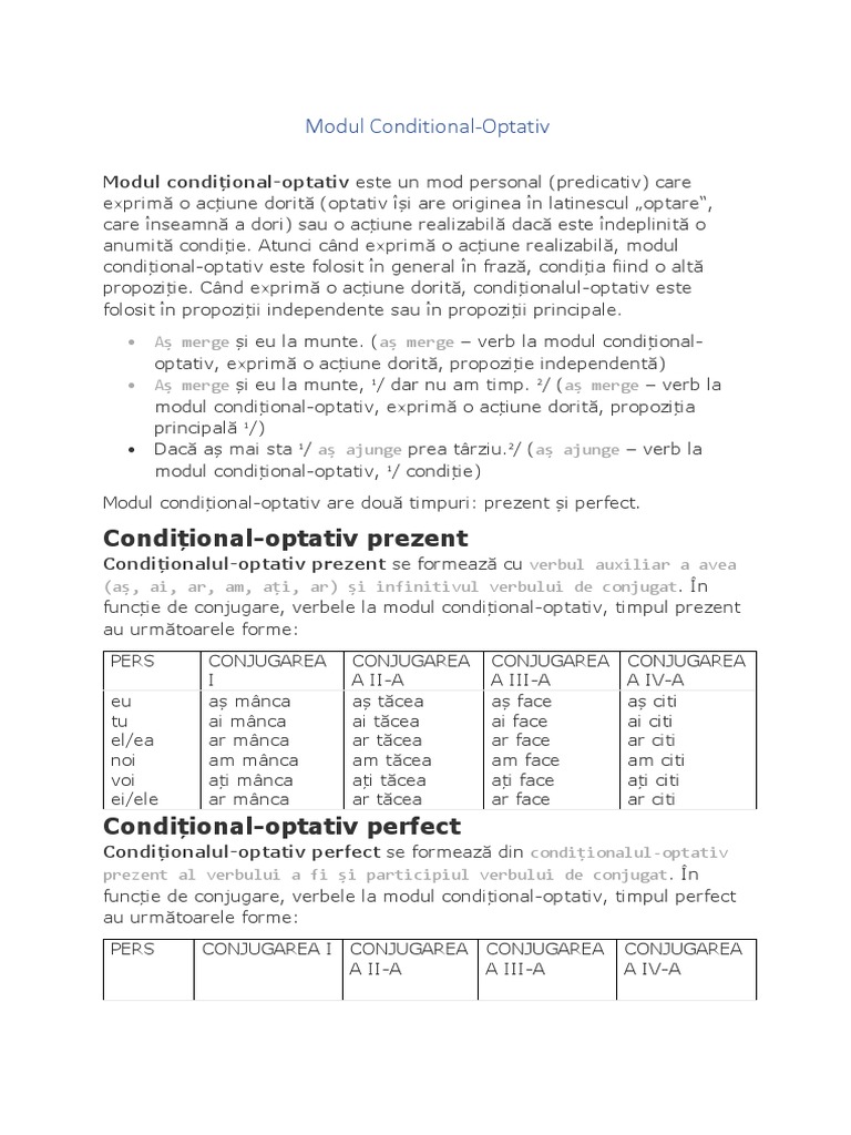 Modul Conditional Optativ | PDF
