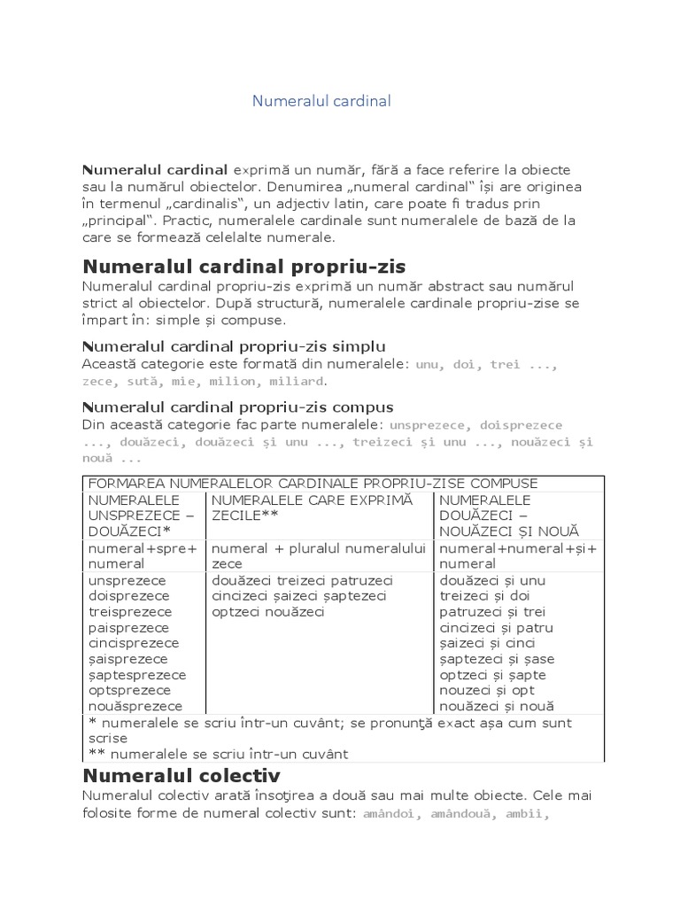 Numeralul Cardinal | PDF