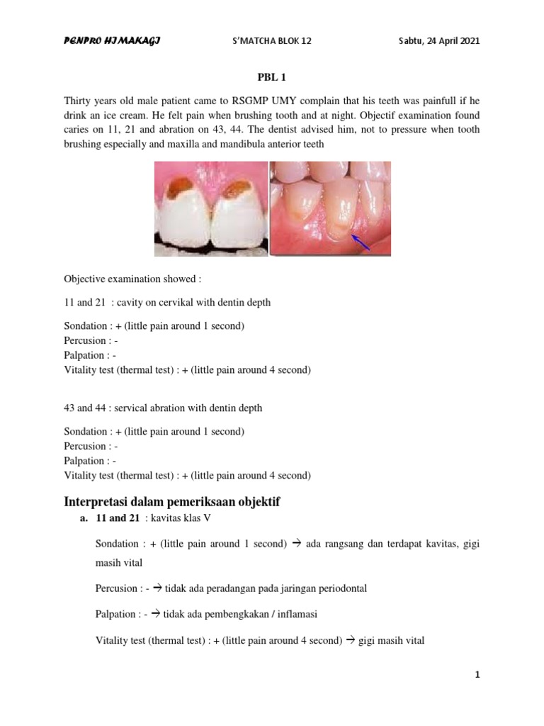 MENGENAL KASUS PULPITIS REVERSIBLE DAN ABRASI GIGI | PDF