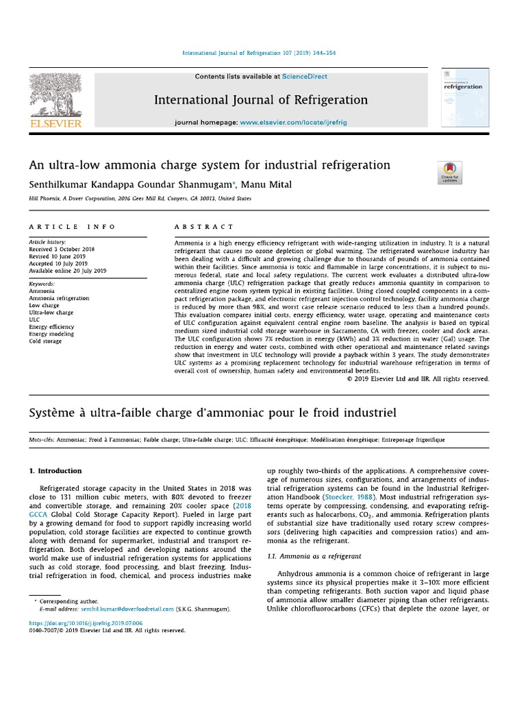 Ultra Low Charge Ammonia Refrigeration System | PDF