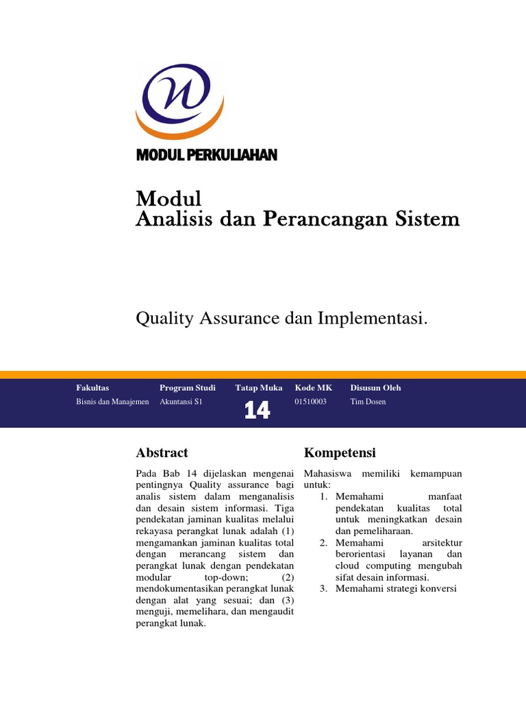 Modul Ganjil 2020 Modul 14 Quality Assurance Dan Implementasi | PDF
