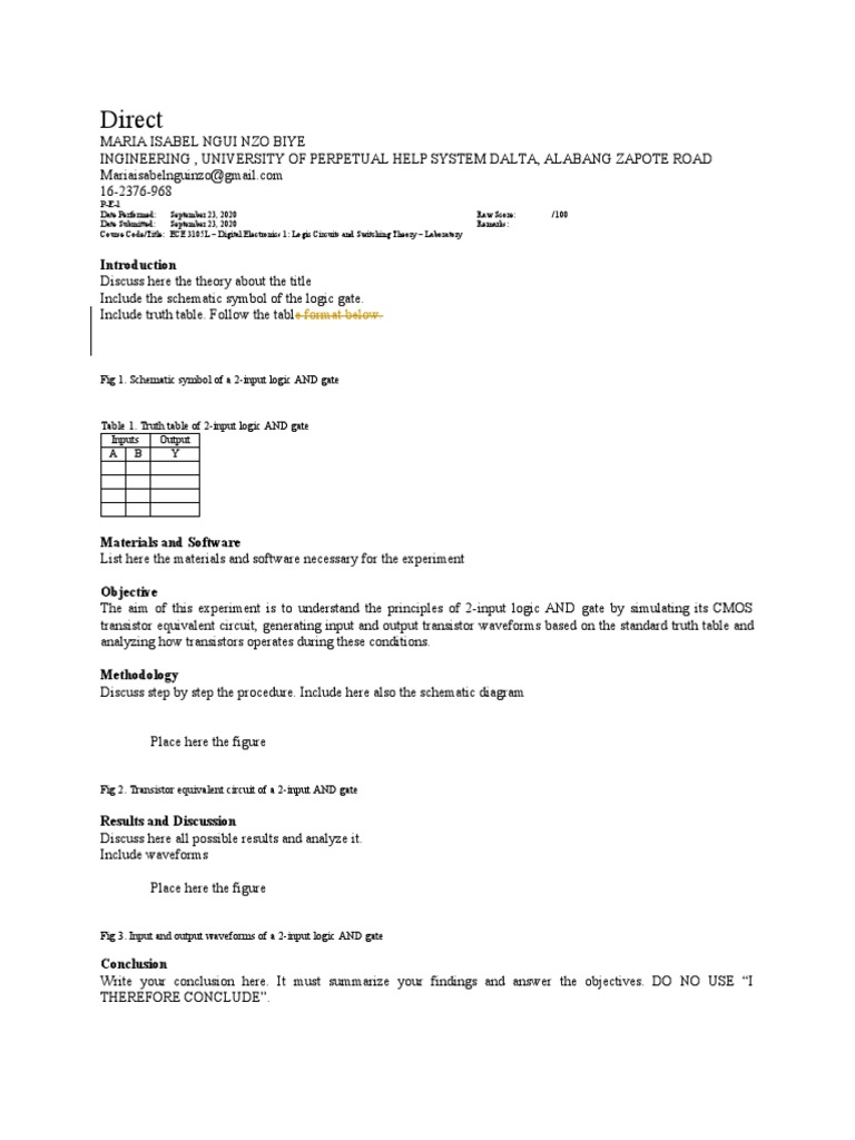 Laboratory Report Template | PDF