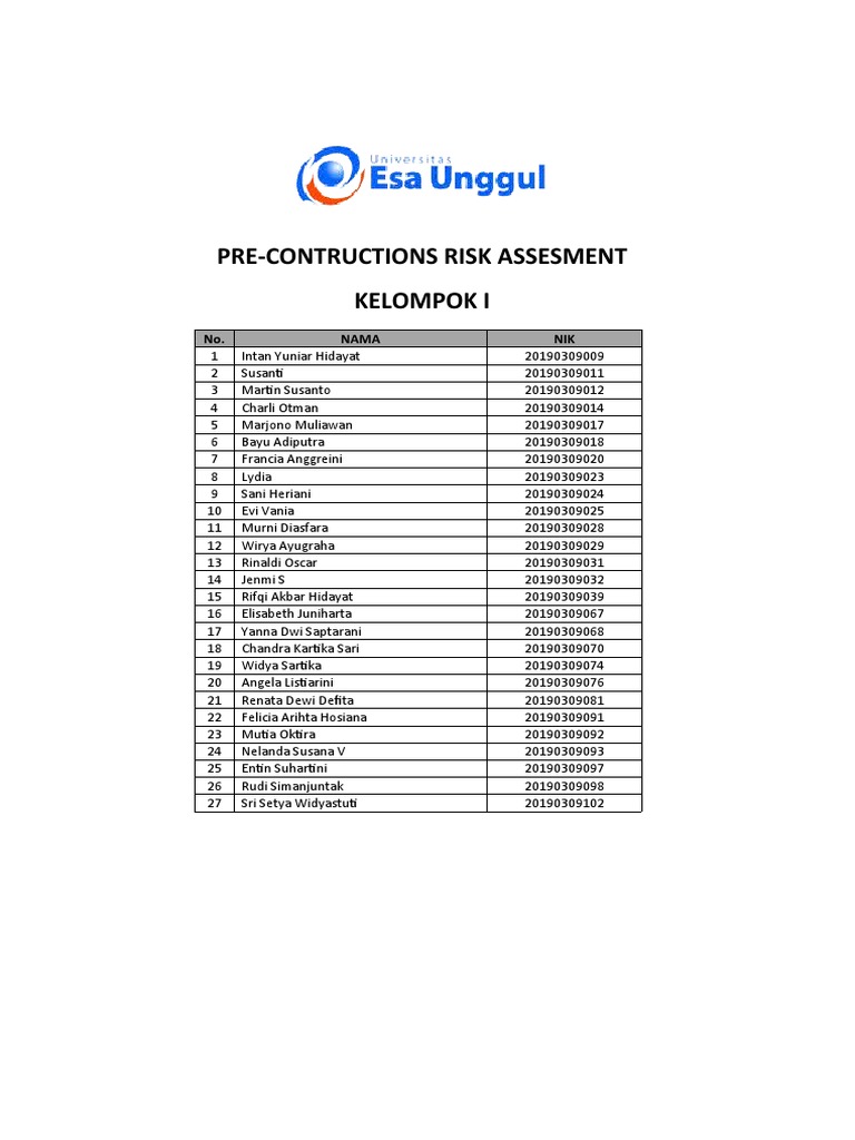 Penilaian Risiko Renovasi ICU Rumah Sakit | PDF | Teknologi & Rekayasa ...