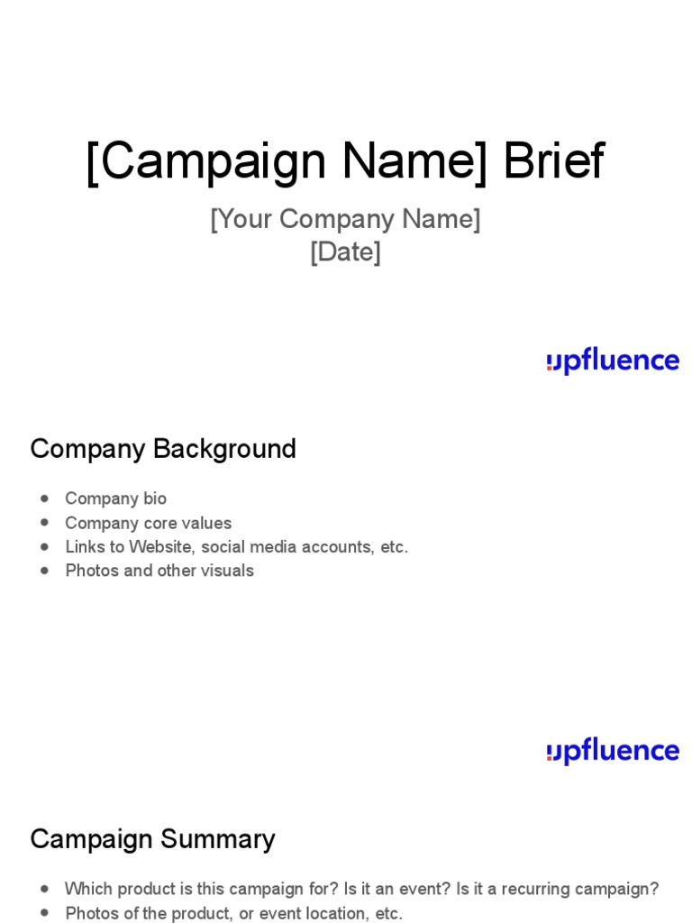 Influencer Campaign Brief Template | PDF | You Tube | Brand