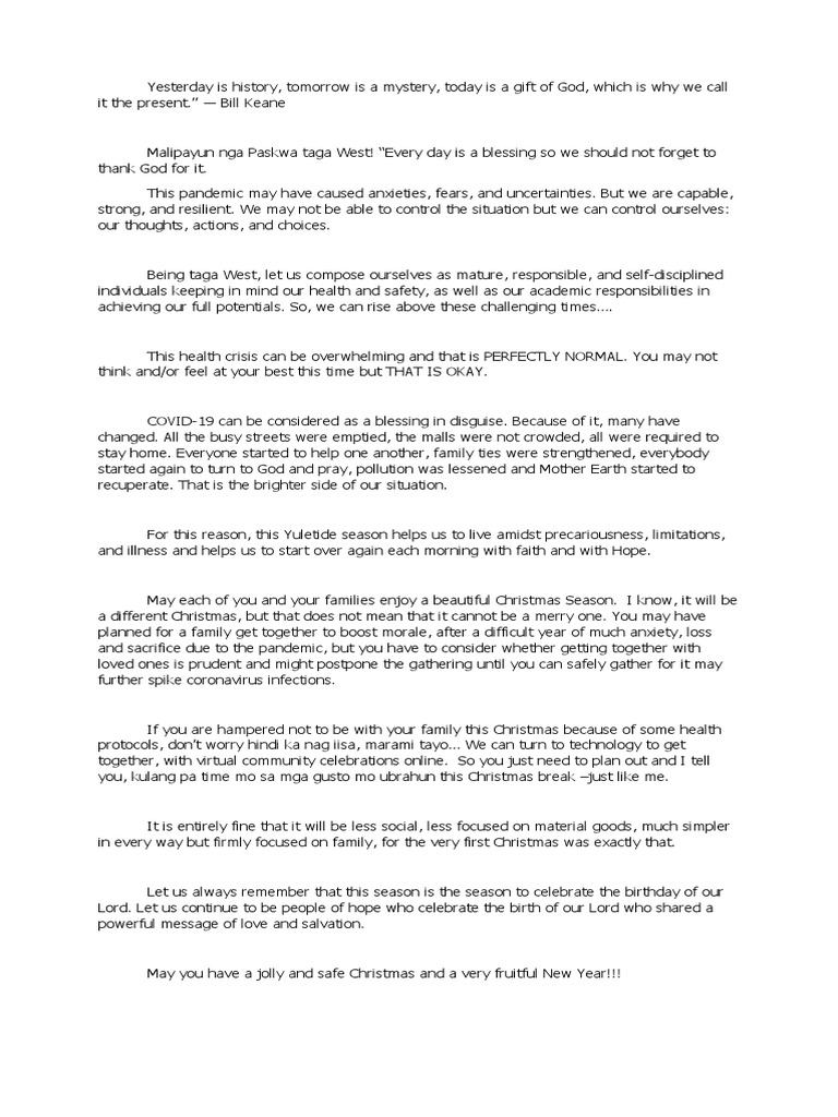 Virtual Christmas Message | PDF | Religion And Belief