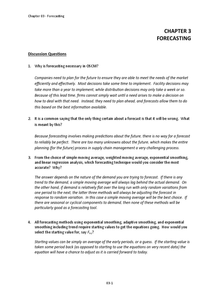 Chapter - 3 Oprns MGMT Q&a | PDF | Forecasting | Errors And Residuals