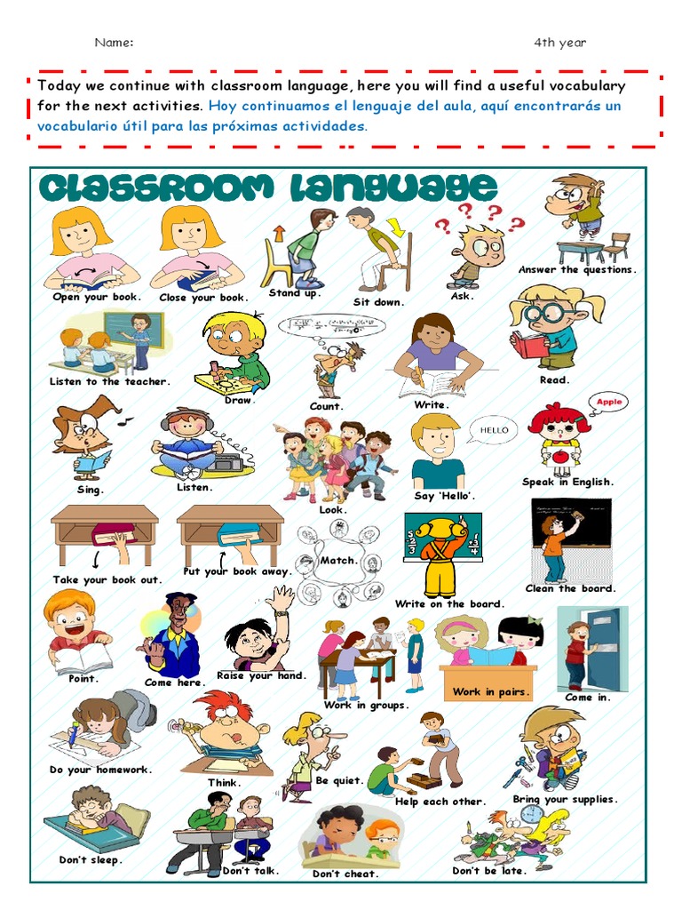 Hoy Continuamos El Lenguaje Del Aula, Aquí Encontrarás Un Vocabulario ...