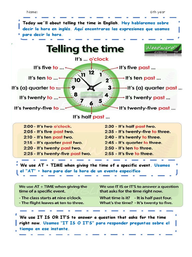 6° Telling The Time | PDF