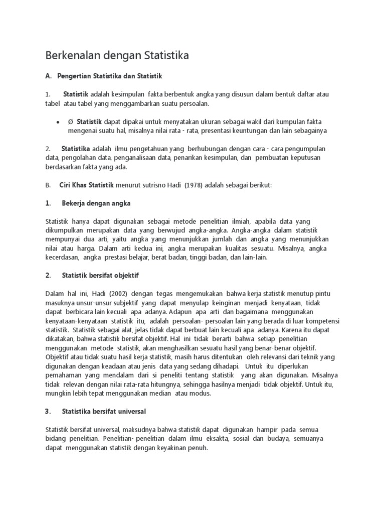 Panduan Dasar Statistika dan Statistik | PDF