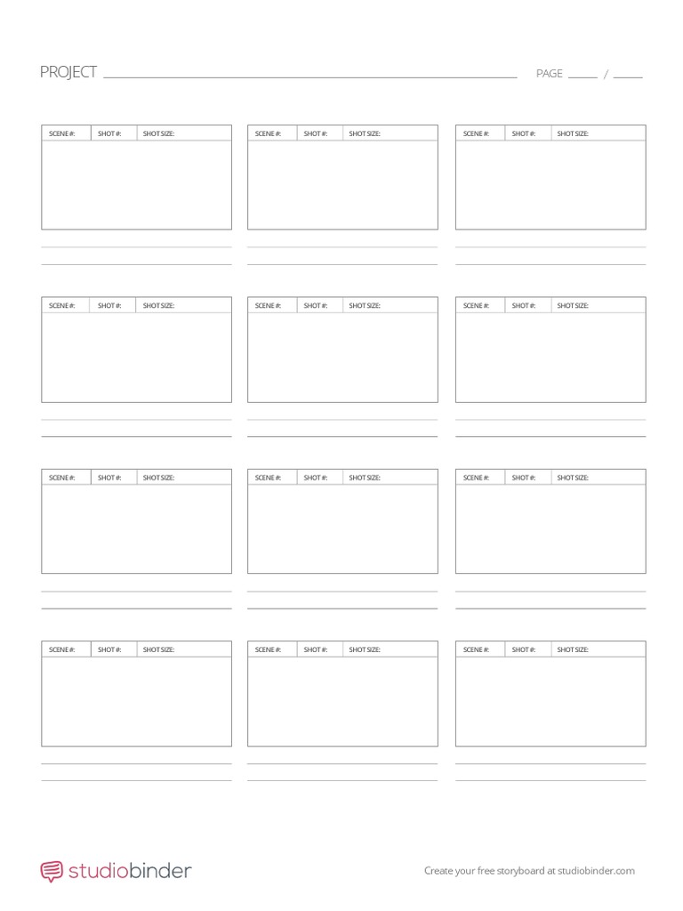 A4 Storyboard Template - 12-Panel - Portrait - StudioBinder | PDF